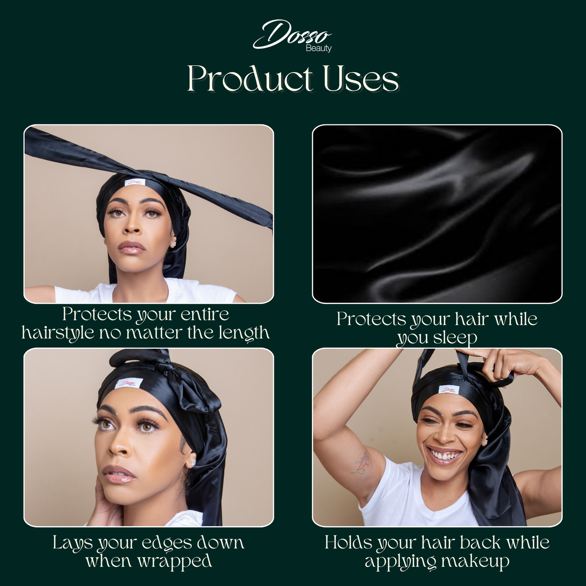 Summer Hair Protection: Satin Braid Bonnet with Edge Ties | Dosso ...